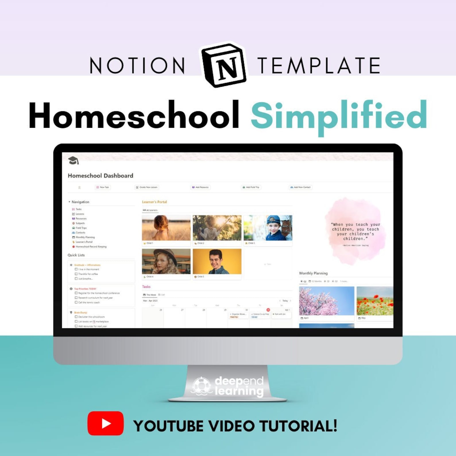 Digital Homeschool Planner NOTION TEMPLATE - Homeschool Planner for ...