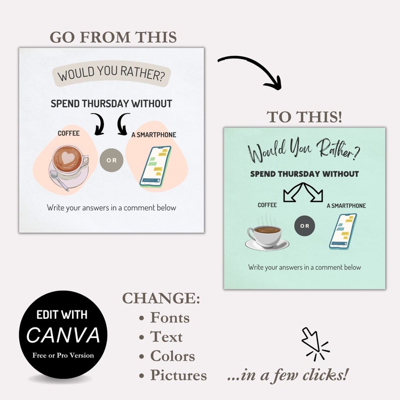 Days of the Week Engagement Posts, Social Media Posts, Engagement Posts ...