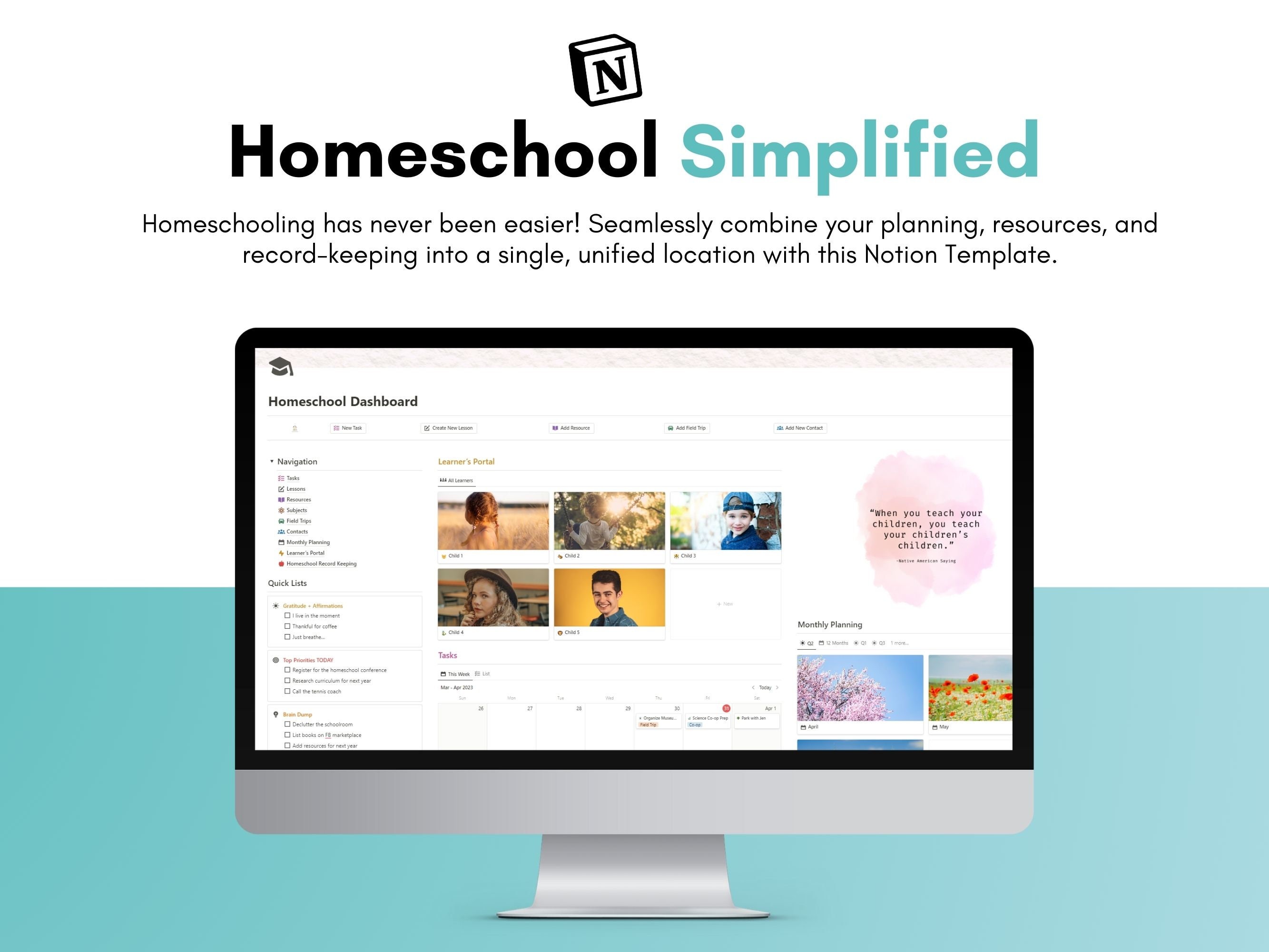 Digital Homeschool Planner NOTION TEMPLATE Homeschool - Etsy