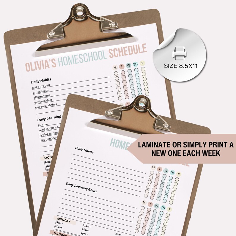 Homeschool Daily Schedule Printable Checklist Template Editable Kids ...
