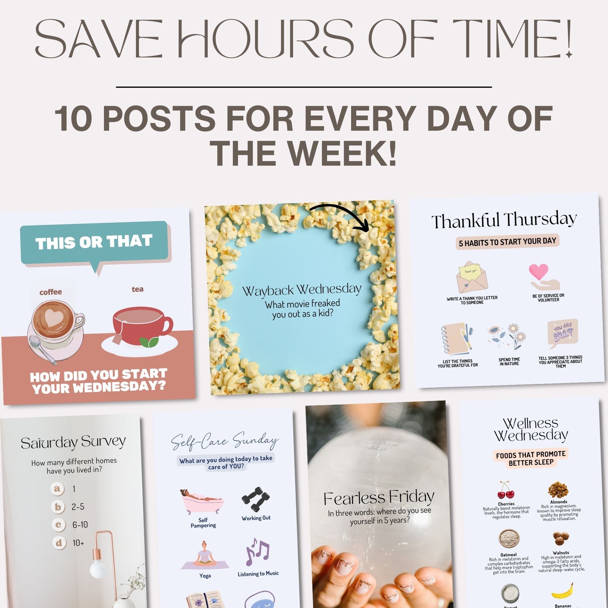 Days of the Week Engagement Posts, Social Media Posts, Engagement Posts ...