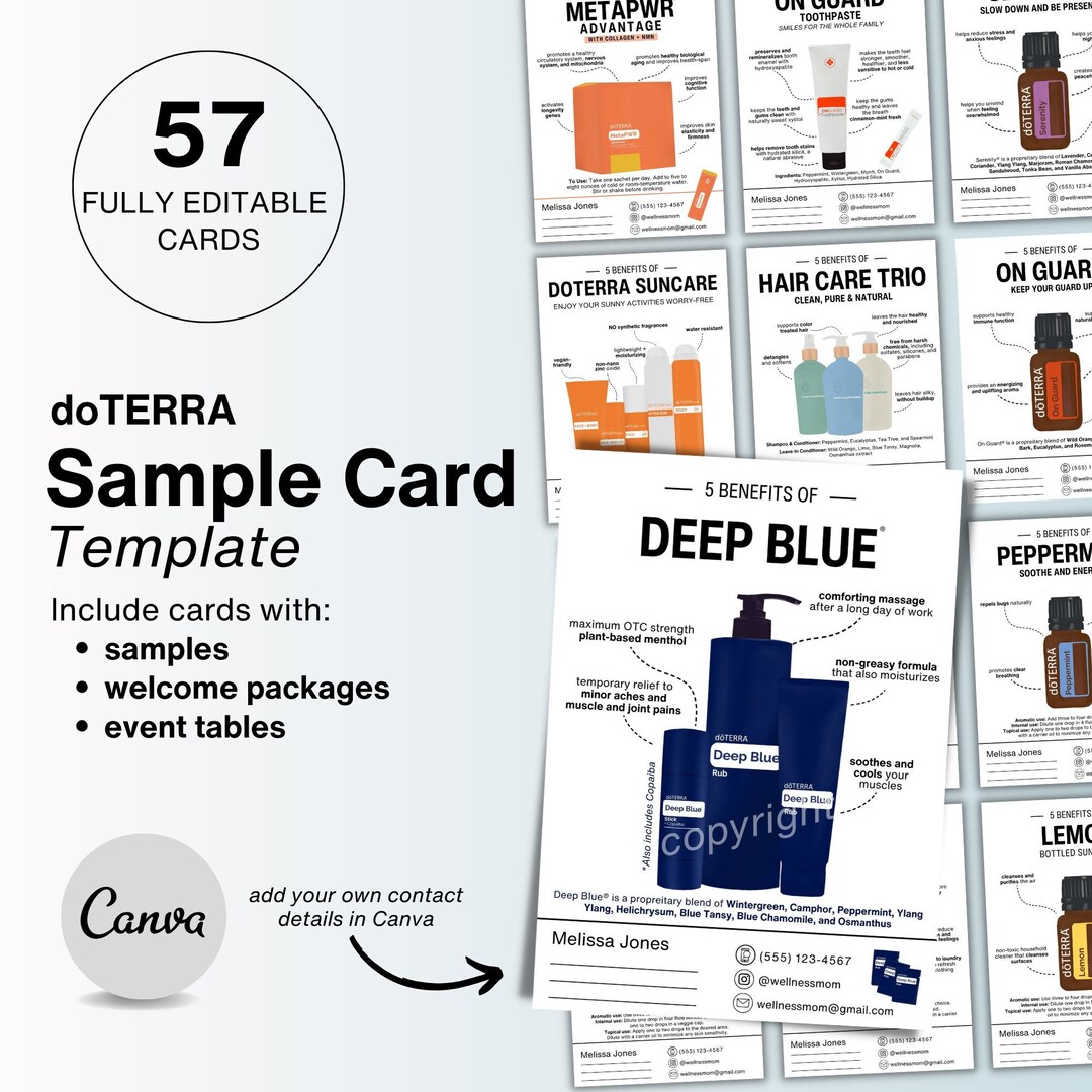 Doterra Sample Cards, Download + Print, Edit in Canva, Doterra New ...