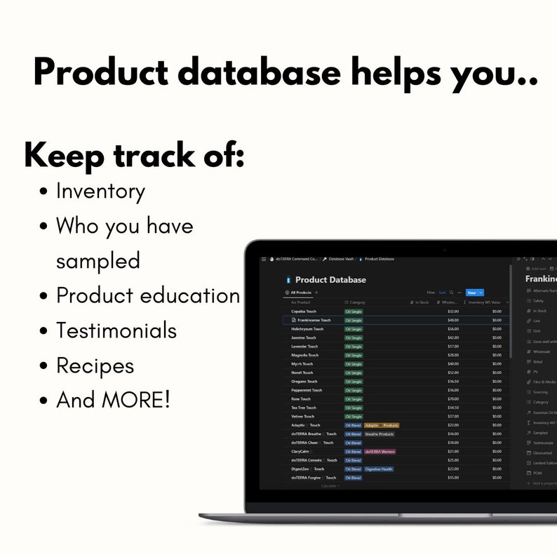 Notion Template Doterra Wellness Advocate, Essential Oil Digital ...