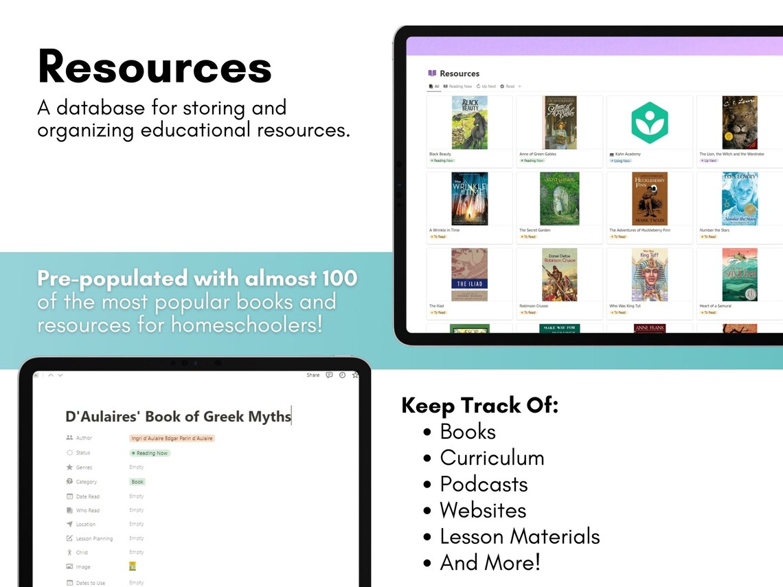 Digital Homeschool Planner NOTION TEMPLATE Homeschool - Etsy