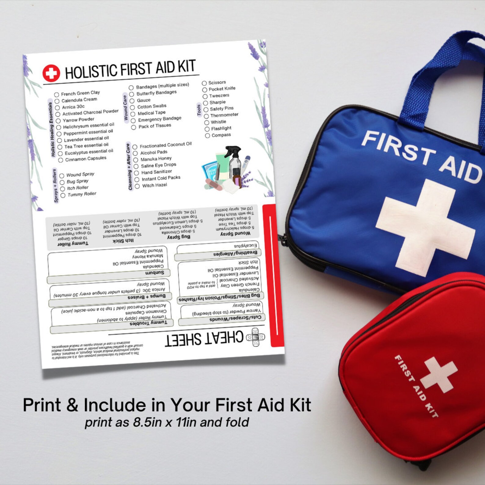 First Aid Kit Checklist Printable I Natural First Aid Kit, Holistic ...