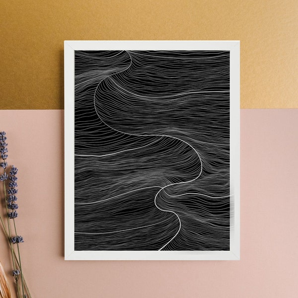 Wave Line Drawing - Etsy