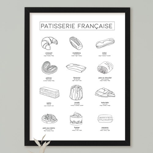 French Pastry PRINTABLE Patisserie Drawing Line Pastry Art - Etsy