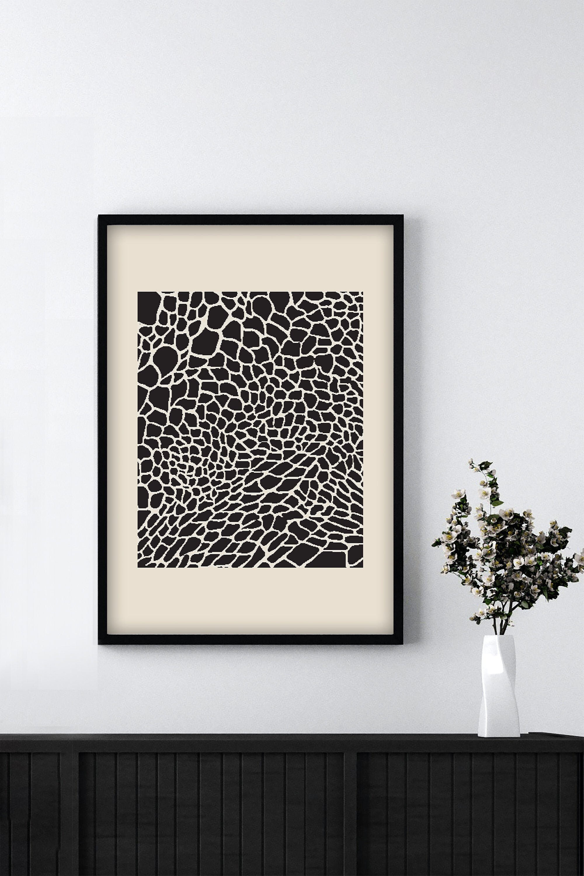 Black and White Pattern Print, Minimalist Design, Modern Abstract ...