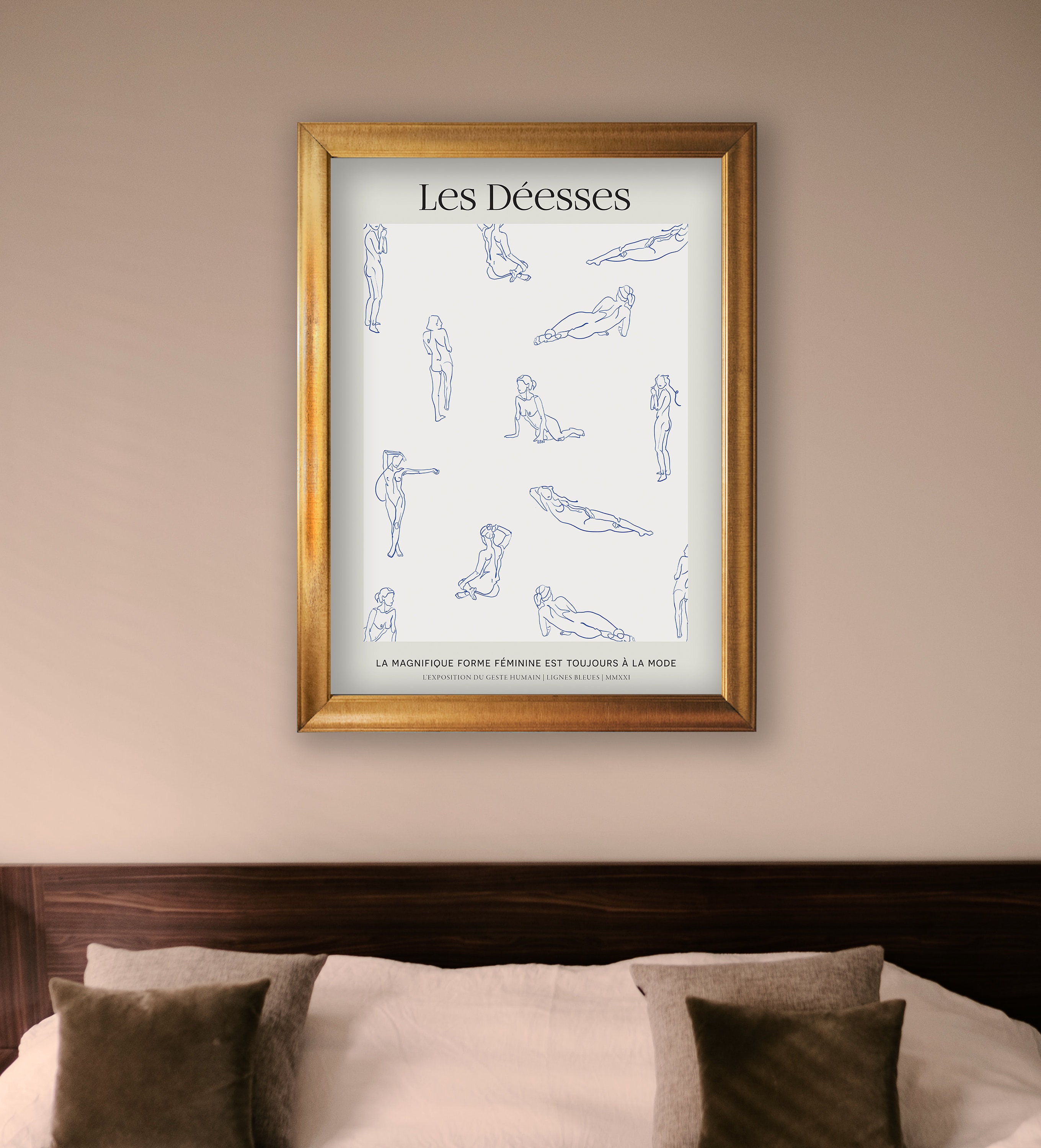 Blue Female Line Art Print Line Drawing Woman Figure - Etsy