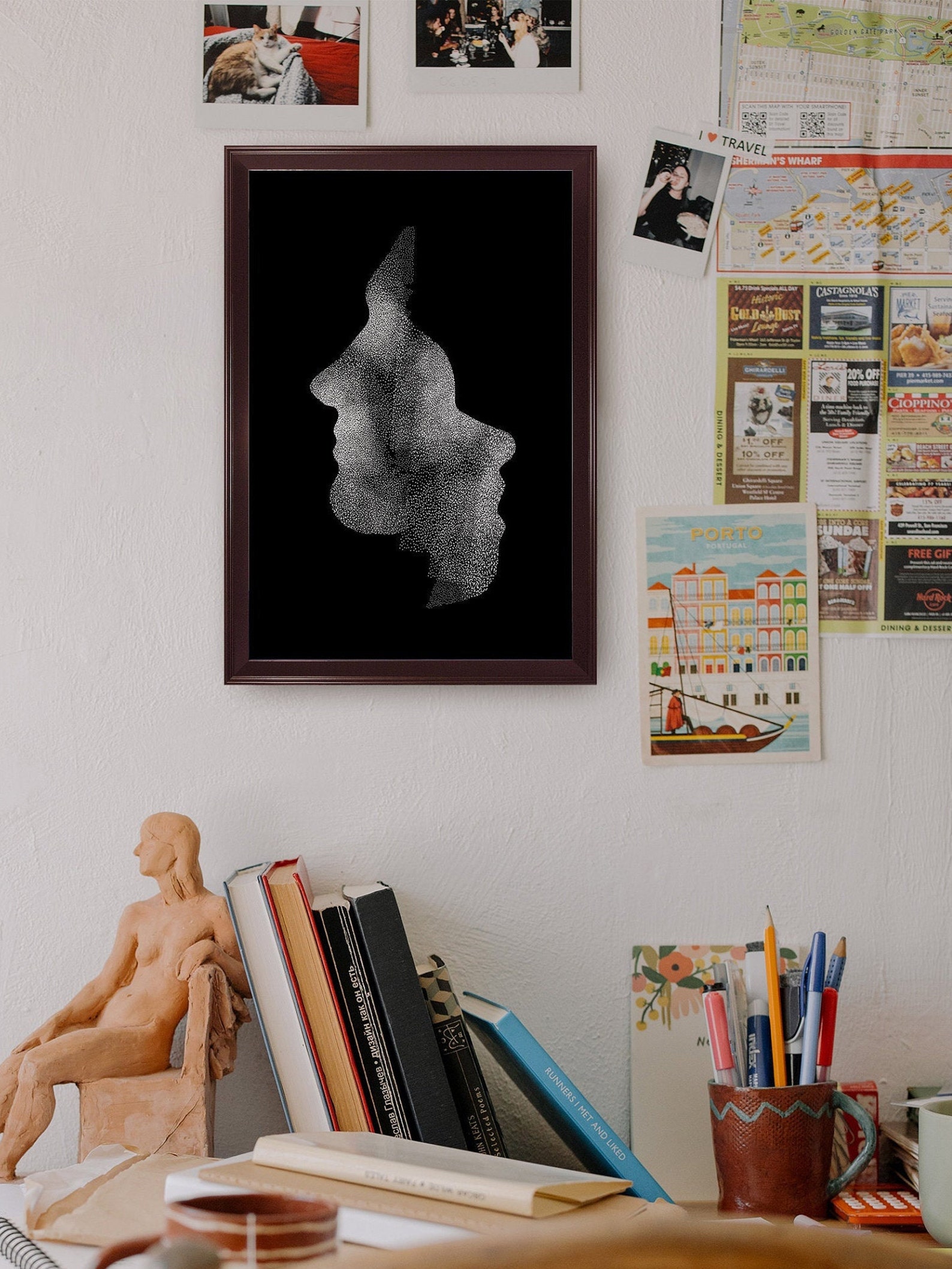 Abstract Face Print Minimalist Figure Print Chic Stipple - Etsy