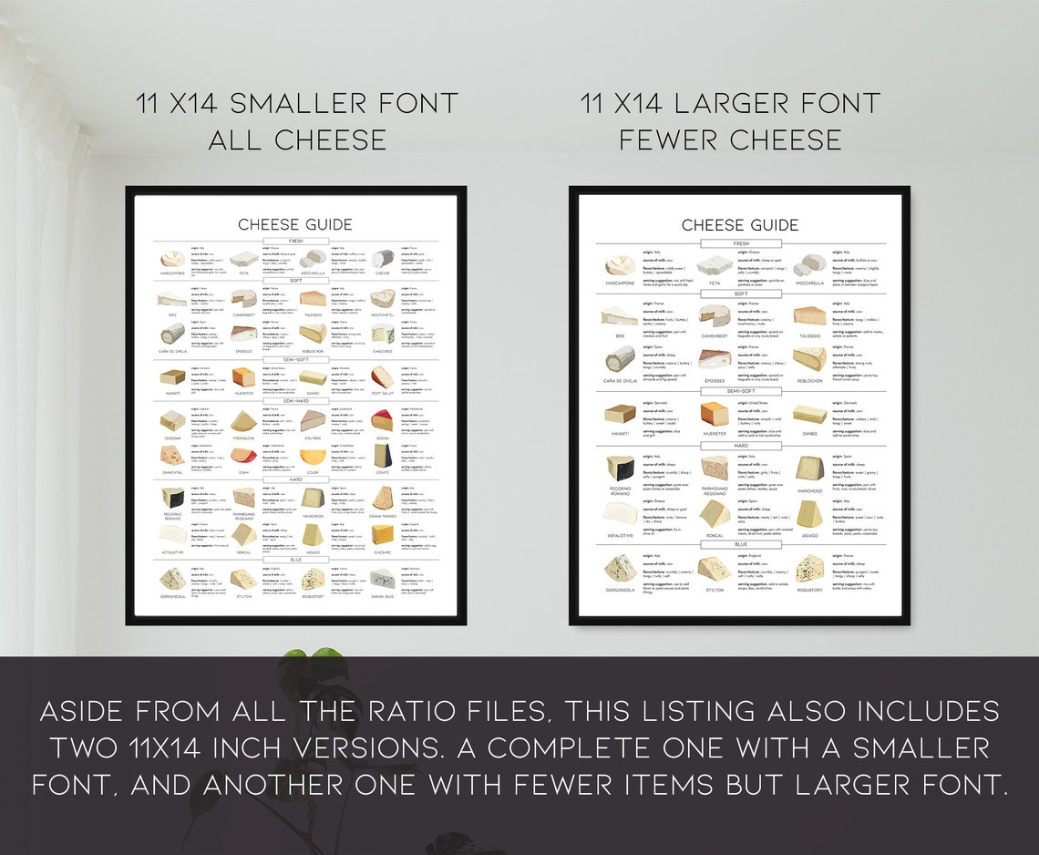 Types of Cheese Print Cheese Guide Cheese Infographic | Etsy