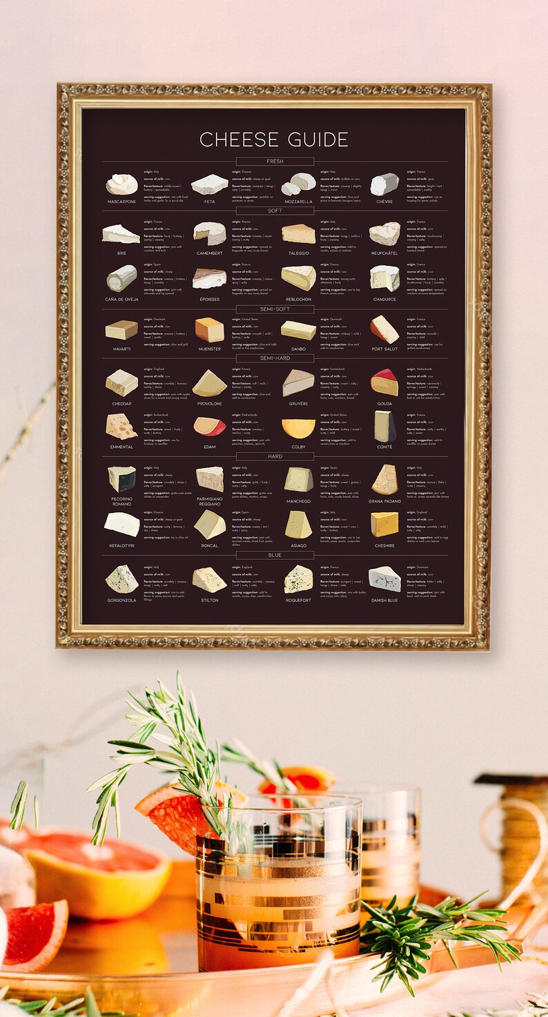 Types of Cheese Print Cheese Guide Cheese Infographic - Etsy