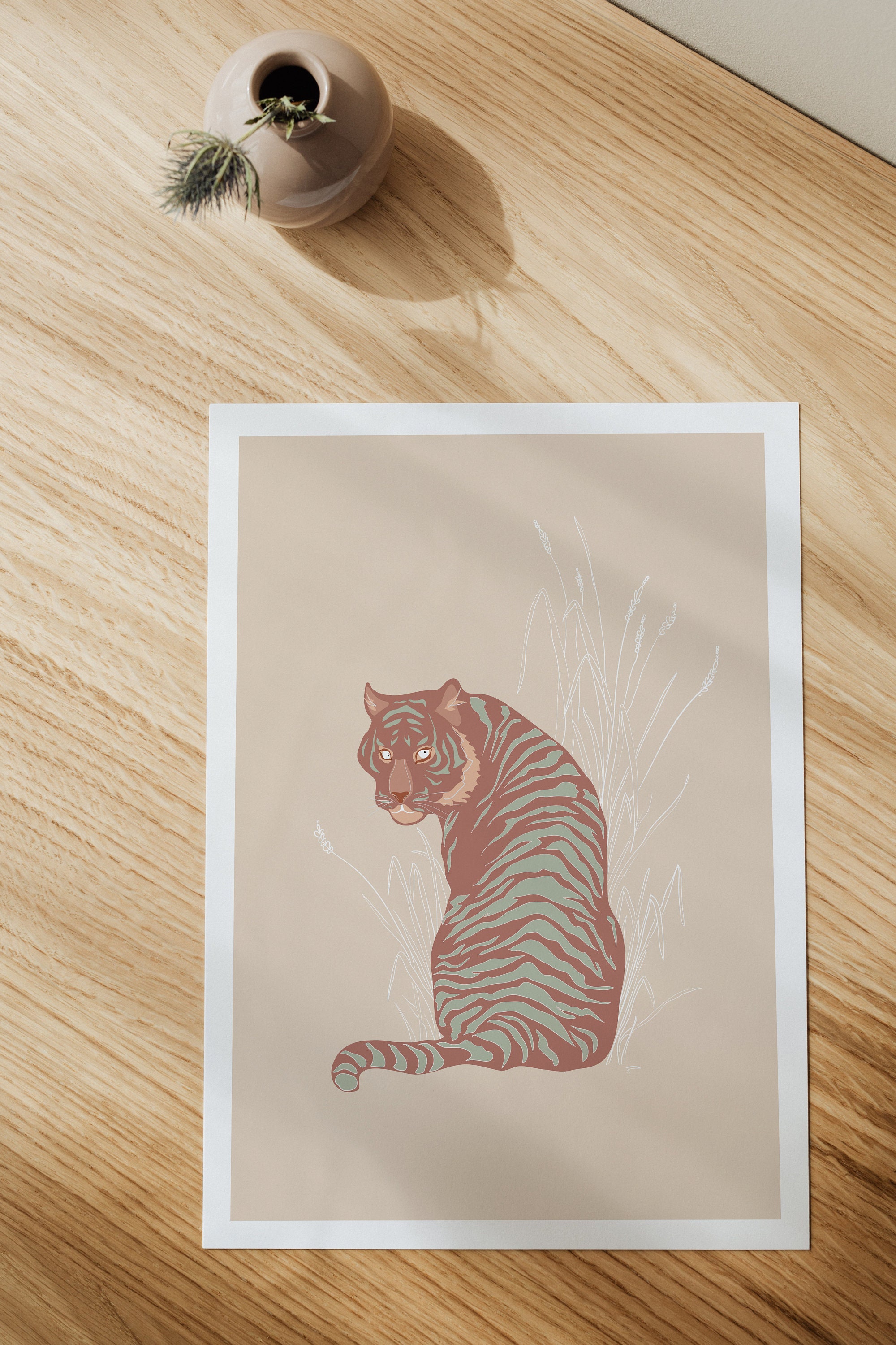 Boho Tiger Wall Art Print, Mid Century Modern Tigress Printable ...