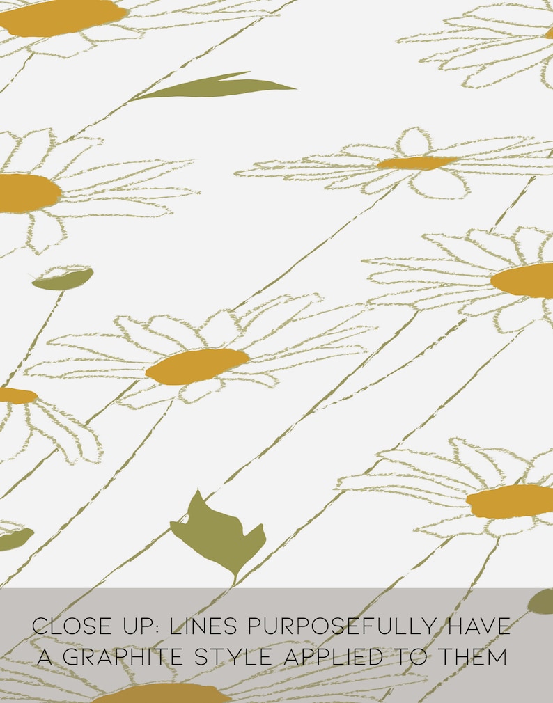 Boho Daisies Print Line Art Drawing Floral Printable | Etsy