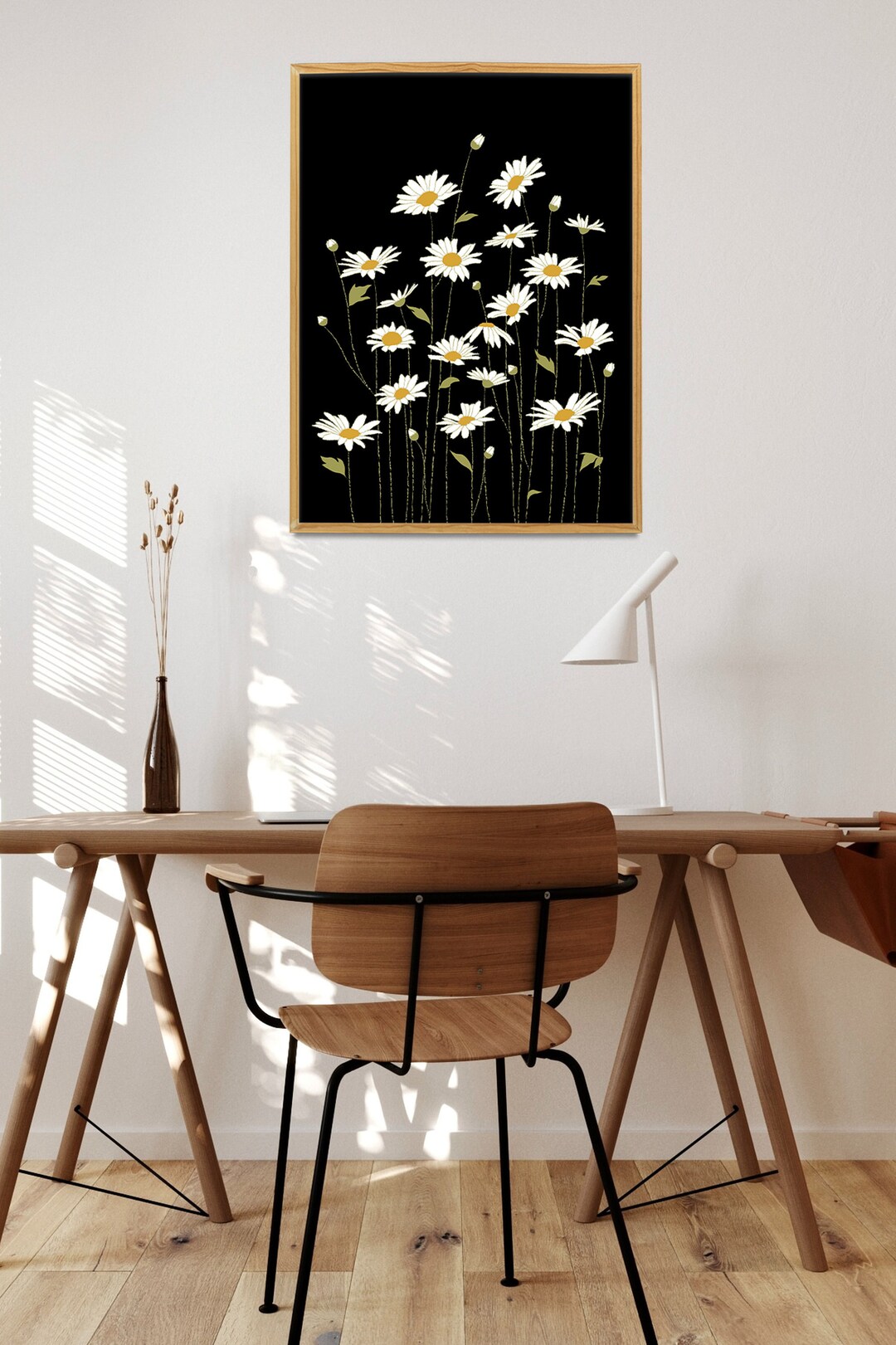 Minimalist Daisies Print, Boho Line Art Drawing, Floral Printable ...