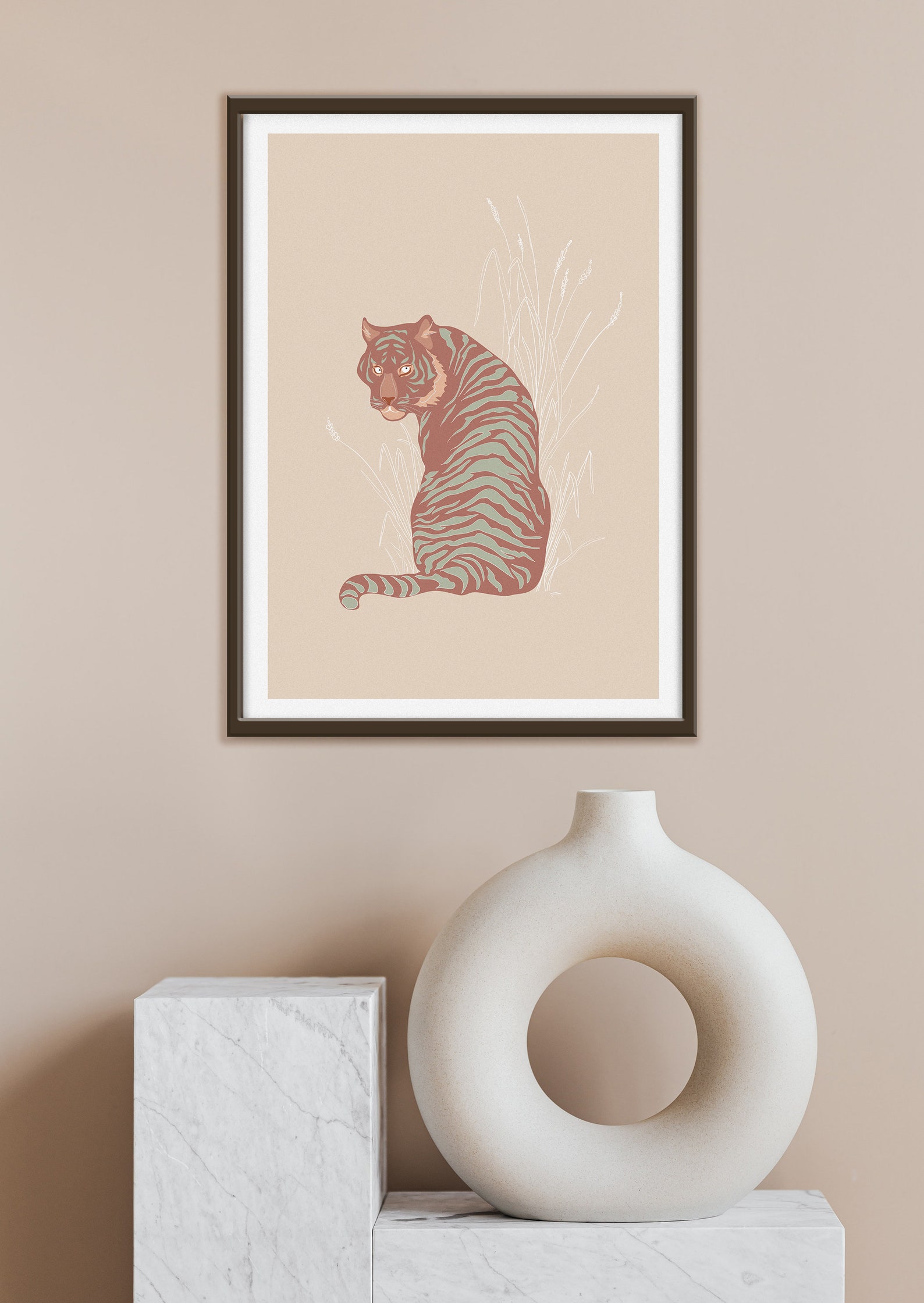 Boho Tiger Wall Art Print Mid Century Modern Tigress - Etsy
