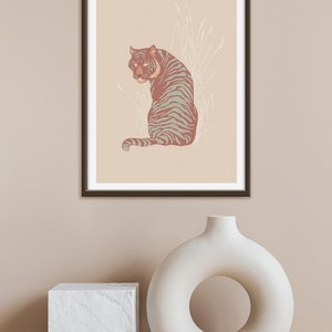 Boho Tiger Wall Art Print, Mid Century Modern Tigress Printable ...