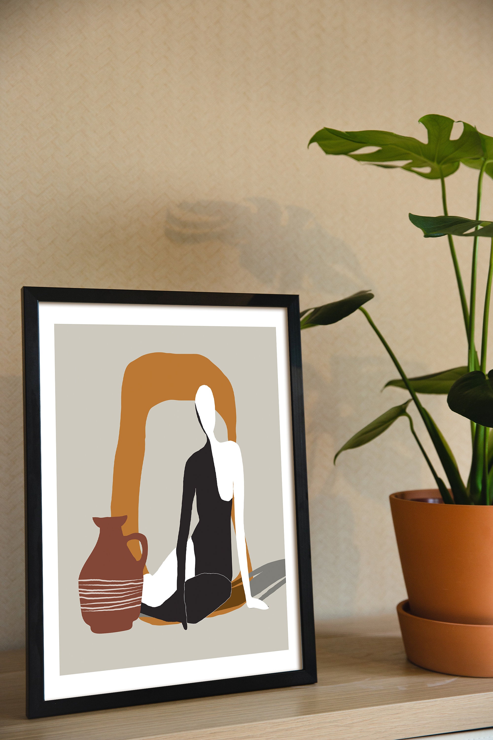 Abstract Human Figure Print, Boho Female Figure Wall Art, Modern Body ...