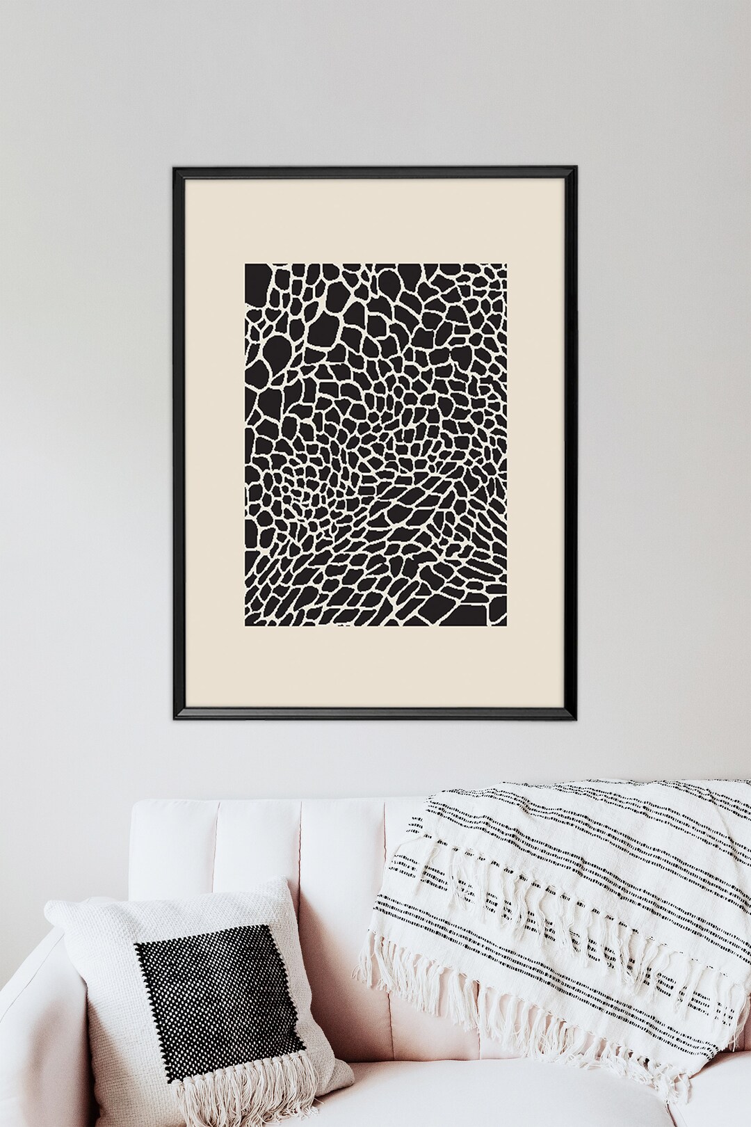 Black and White Pattern Print, Minimalist Design, Modern Abstract ...