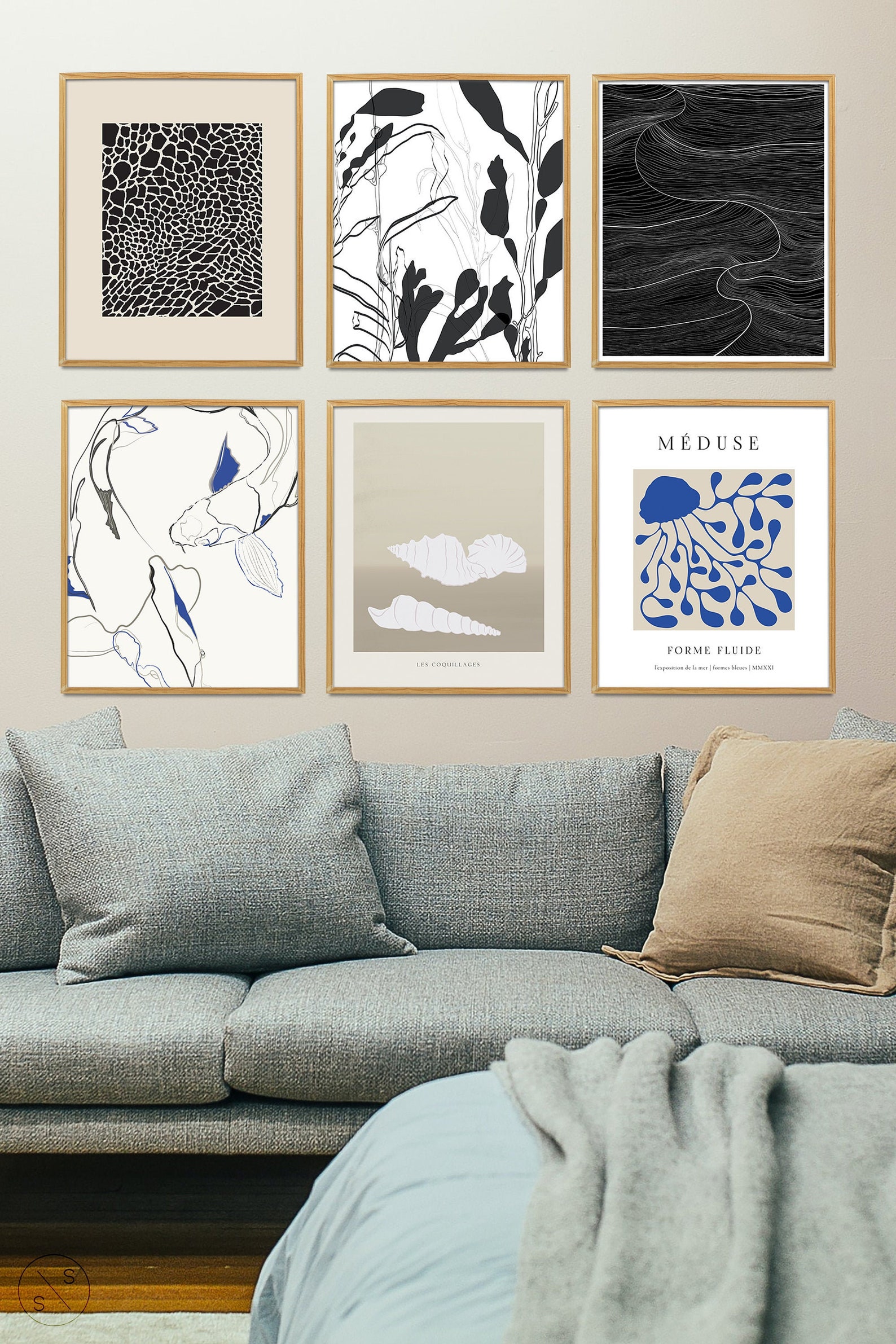 Blue Gallery Wall Set of 6 Prints Ocean Gallery Wall Modern - Etsy