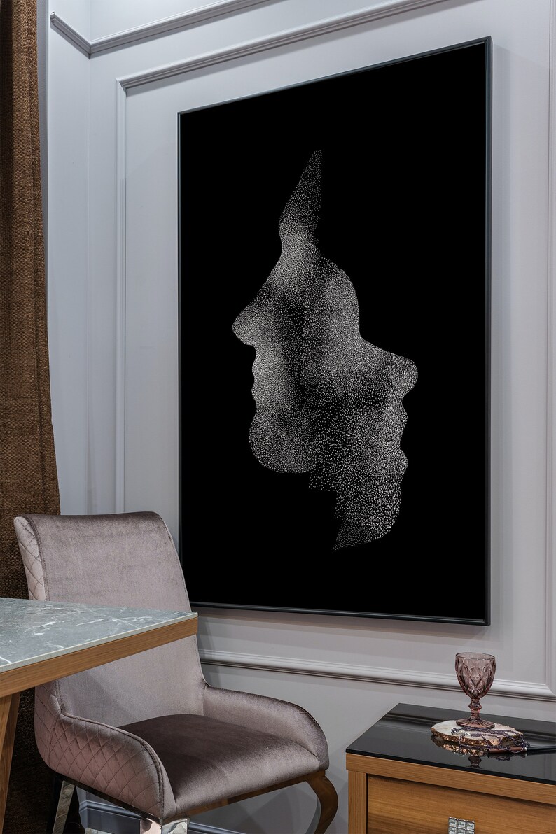 Abstract Face Print Minimalist Figure Print Chic Stipple - Etsy