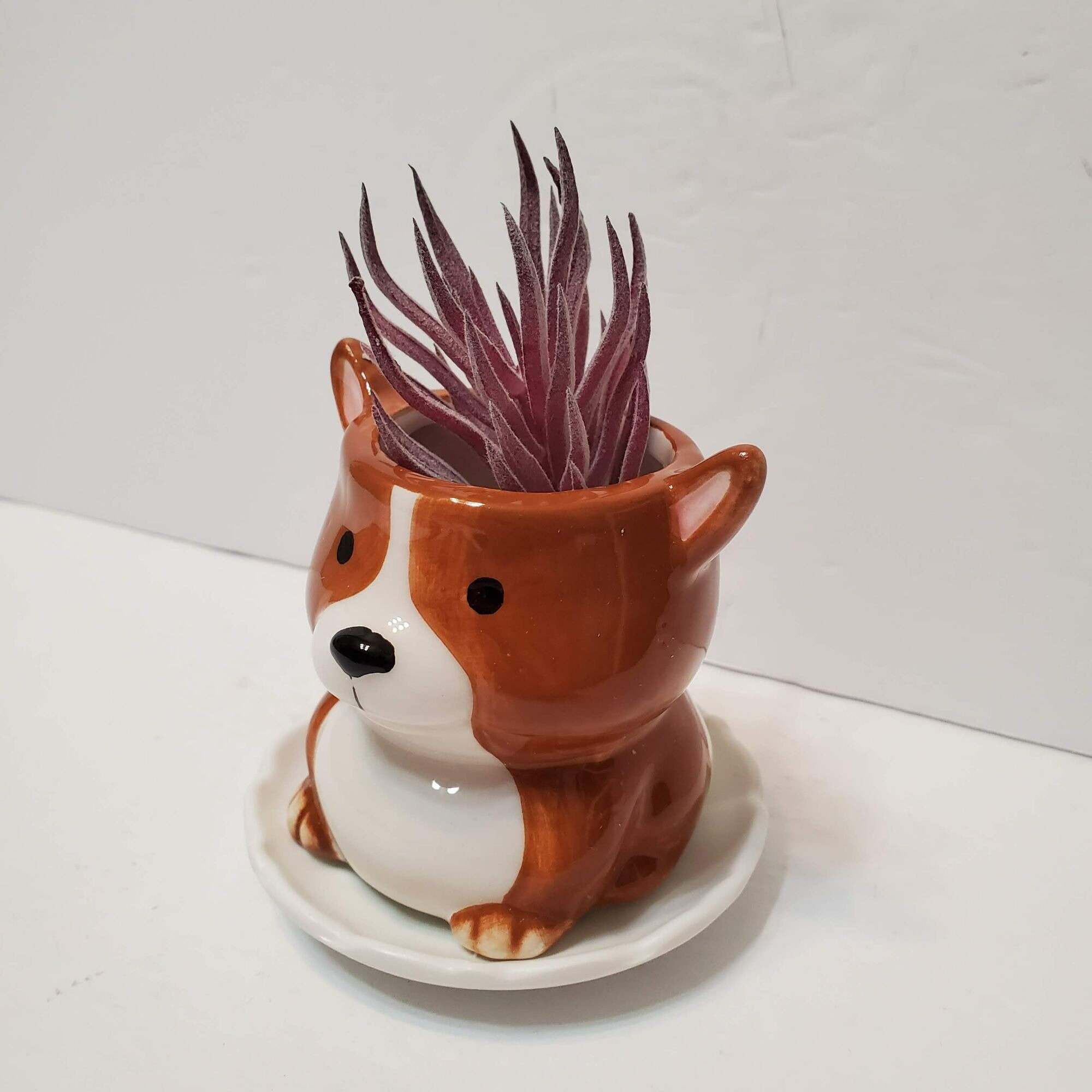Mini Dog Planter With Succulent, Animal Planter, Houseplant Gift, Corgi ...