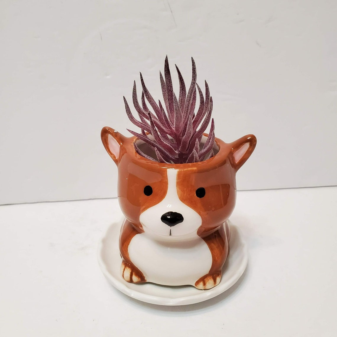 Mini Dog Planter With Succulent, Animal Planter, Houseplant Gift, Corgi ...