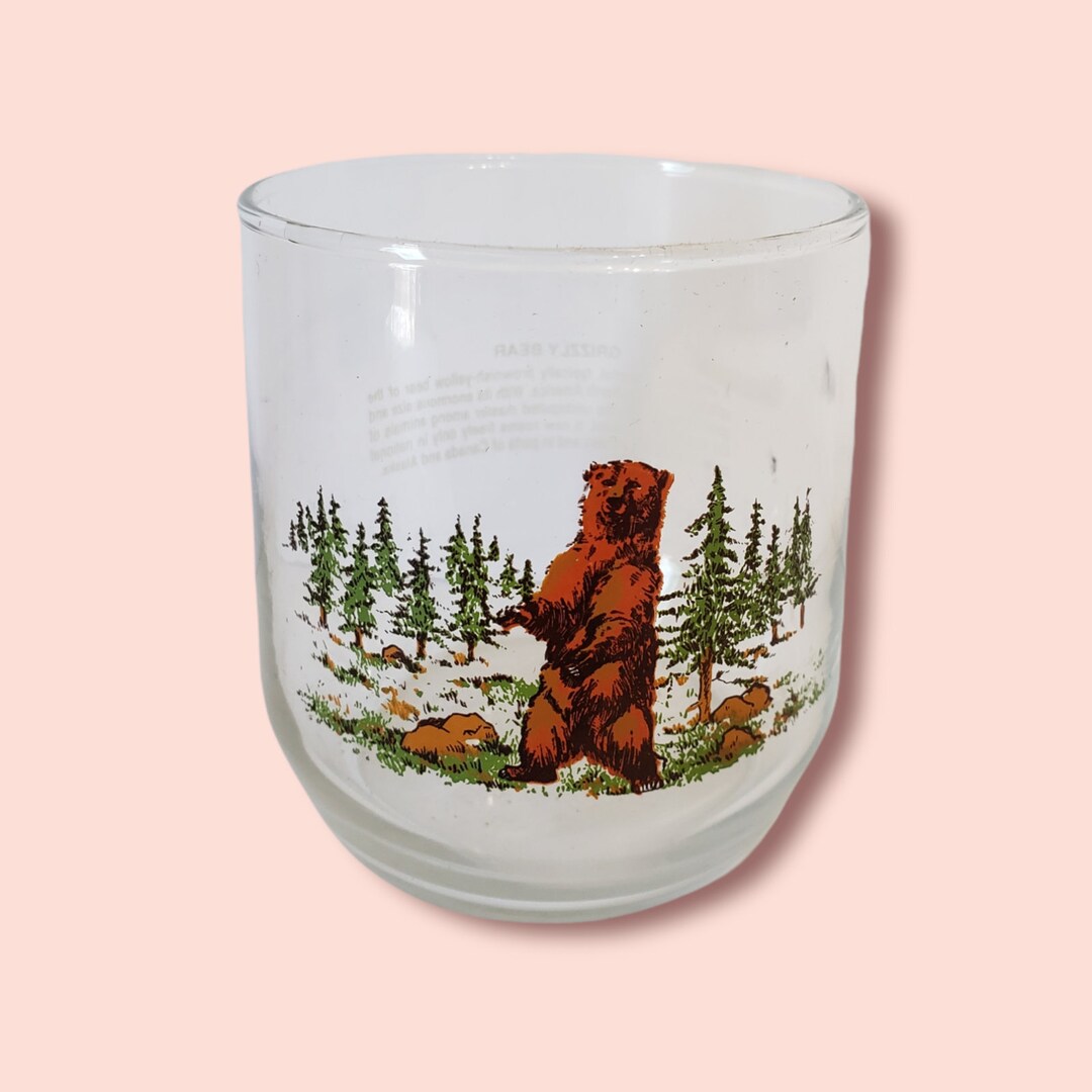 Vintage Libbey Glass Sunoco Wildlife Grizzle Bear Bar Juice Glass - Etsy