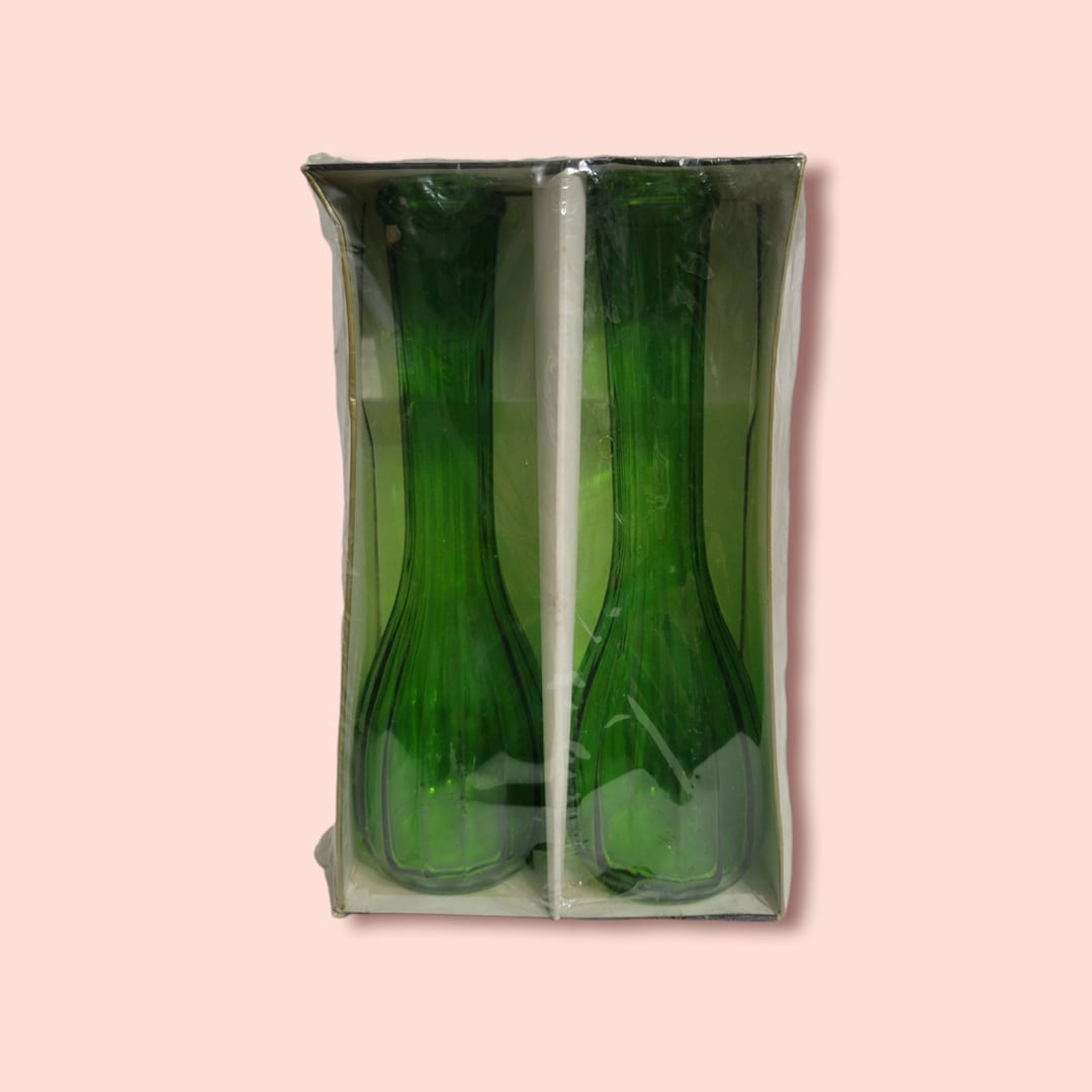 NOS Vintage 1970's Jeannette Glass Company Green Colorama Crystal ...