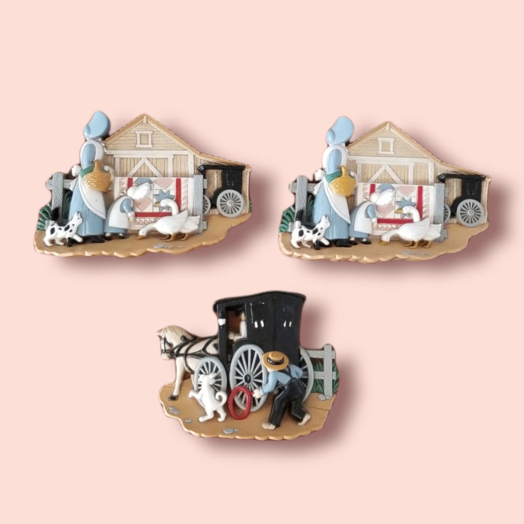 Vintage 1995 Burwood Products Amish Farm Scene Plastic Wall Decor - Etsy