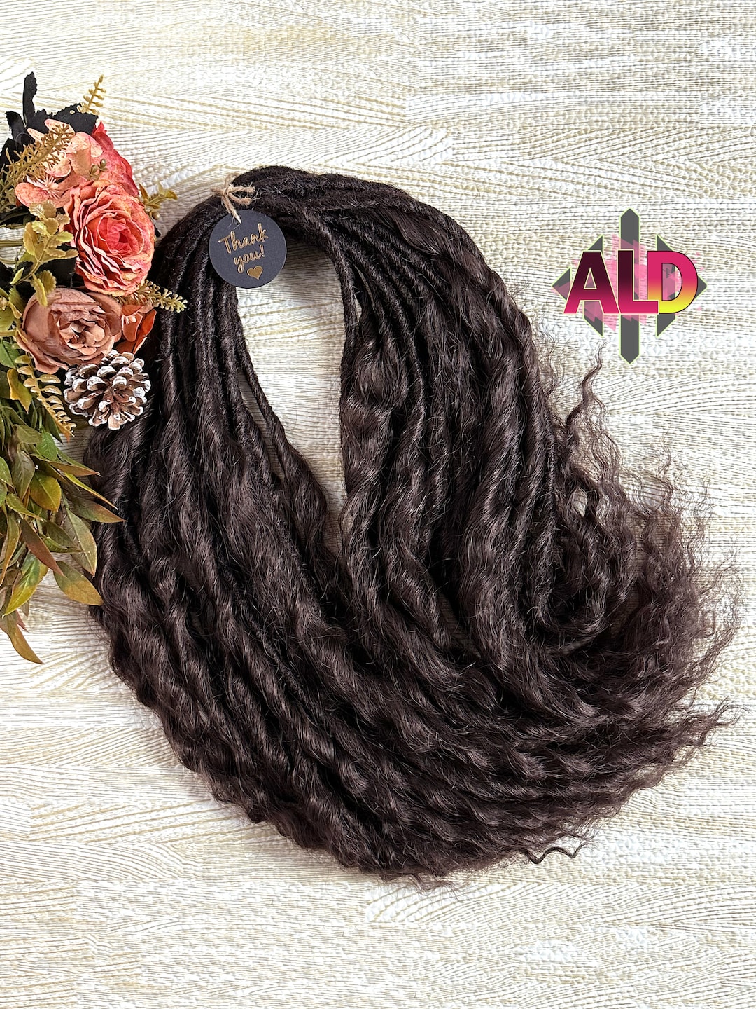 Bohemian Ariel Dark Brown Soft Curly Boho Synthetic Hair Dreads ...