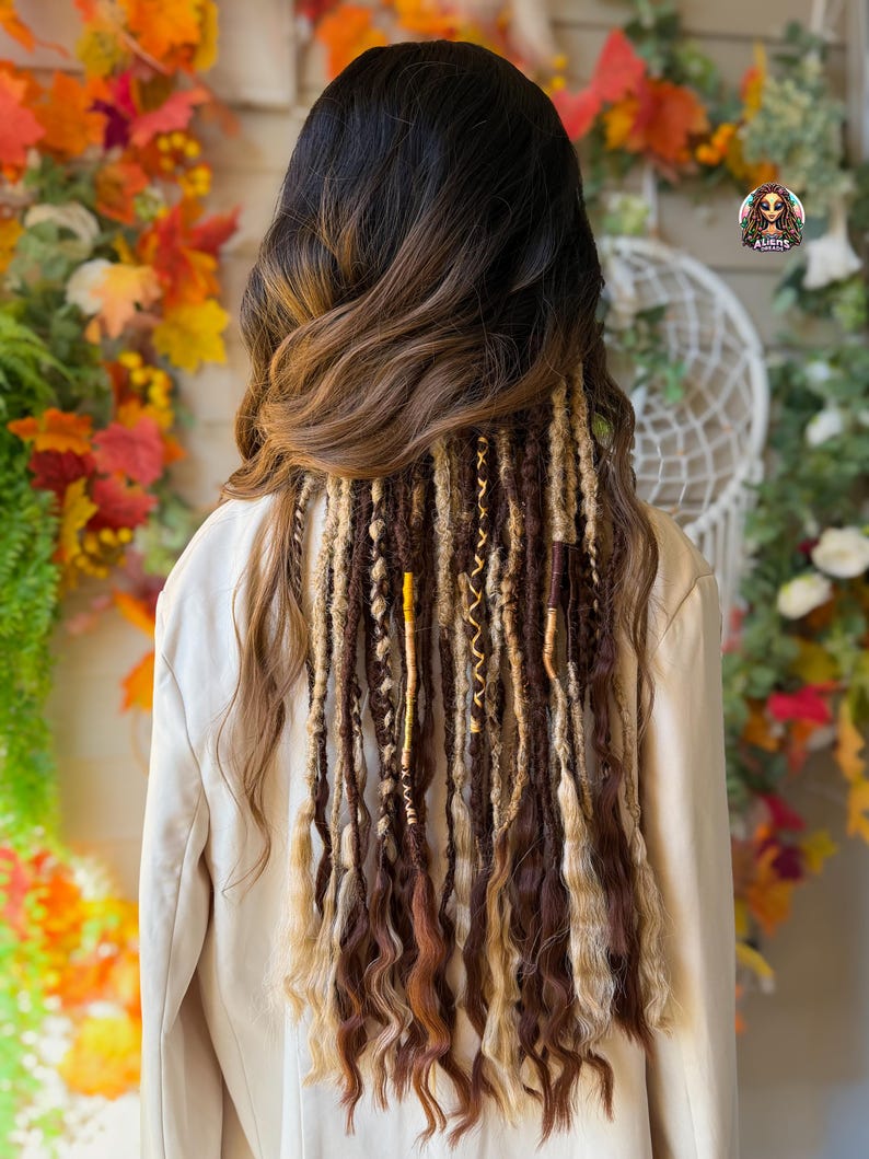Brown and Blonde Synthetic Dreads Extensions: Boho Crochet Dreadlocks ...