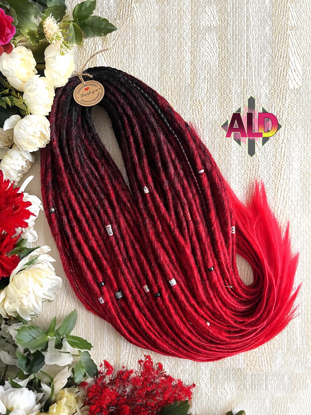 Black & Red Synthetic Dreads Braids Synthetic Boho Wrap Dreadlocks ...
