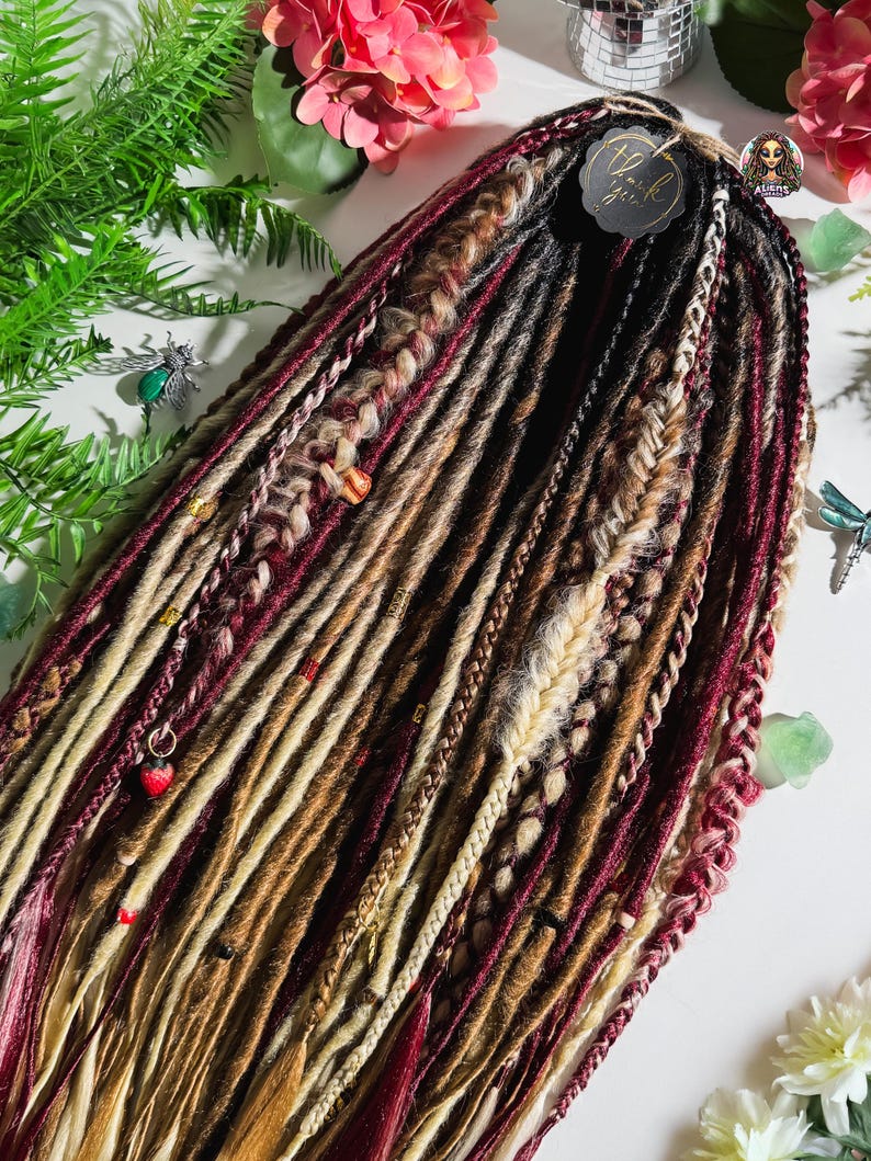 Burgundy Brown Synthetic Handmade Dreadlocks Braided Hair Extensions - Etsy