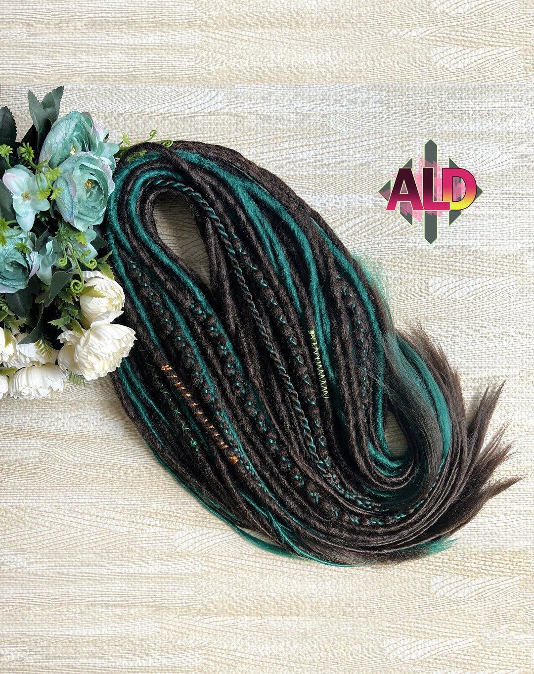 Dark Brown and Green Synthetic Dreads Extensions, Dread Locks ...