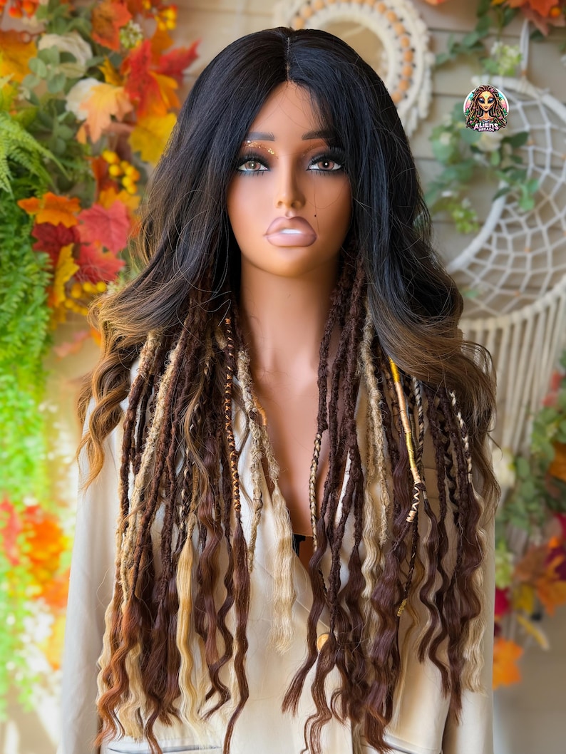 Brown and Blonde Synthetic Dreads Extensions: Boho Crochet Dreadlocks ...