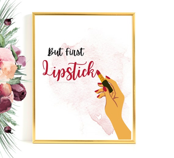 But First Lipstick Print Makeup Wall Art | Etsy
