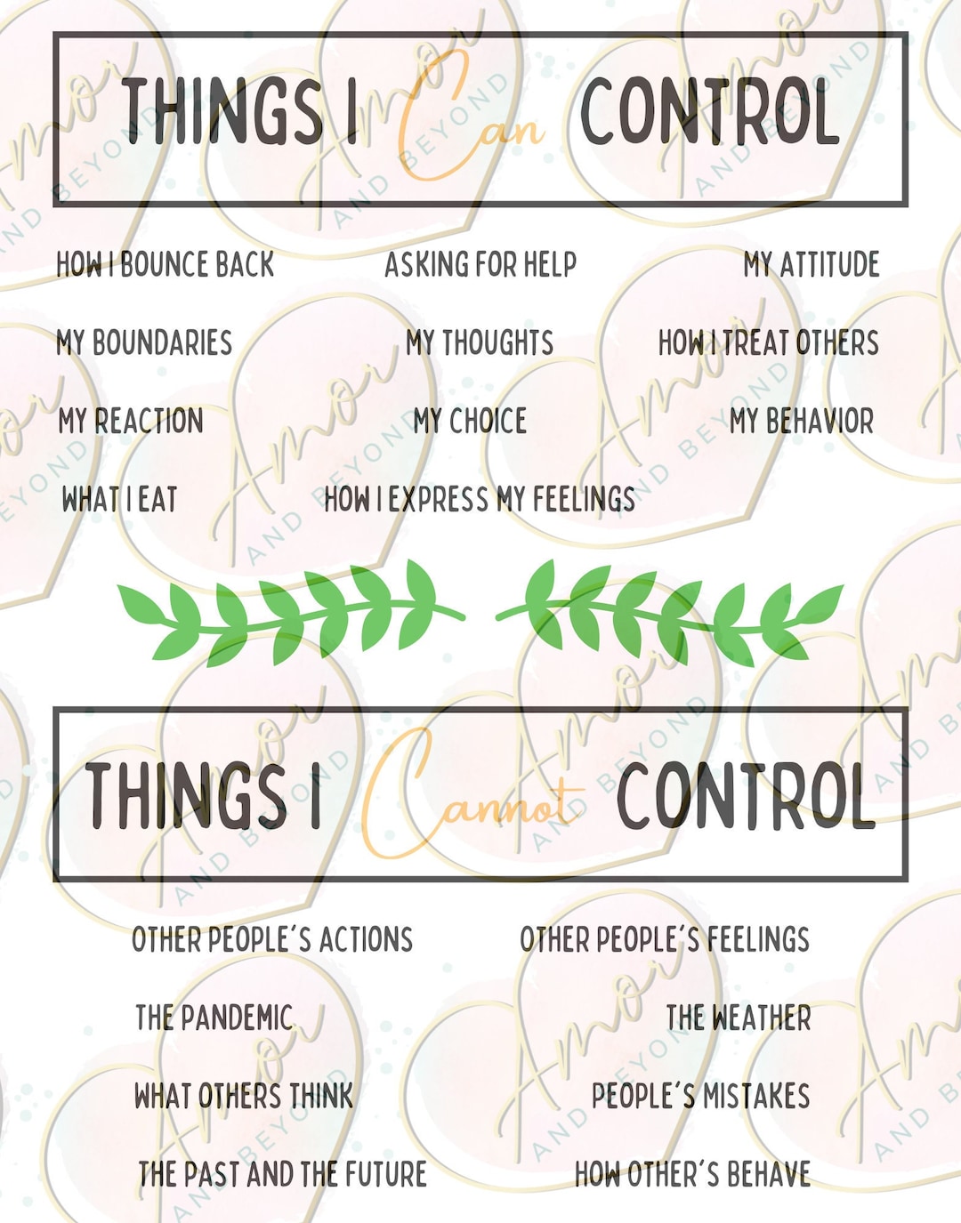 Counseling Posters: Things I Can/cannot Control SVG - Etsy