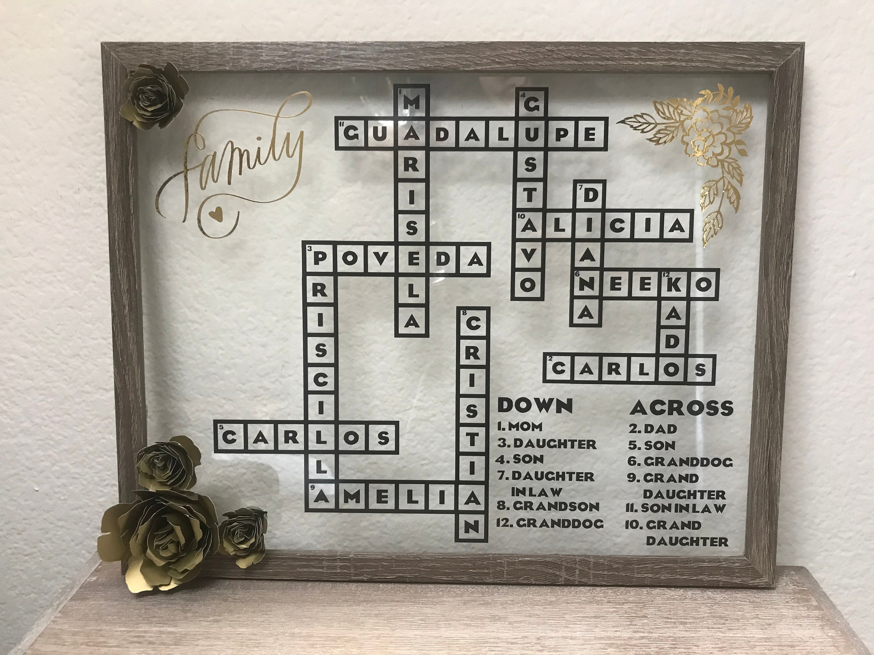 Custom Family Tree Crossword Frame Etsy