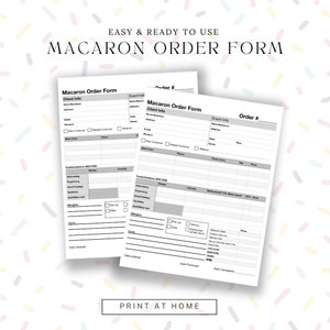 Macaron Invoice Form, Printable Baking Form, Bakery Planner, Bakery ...
