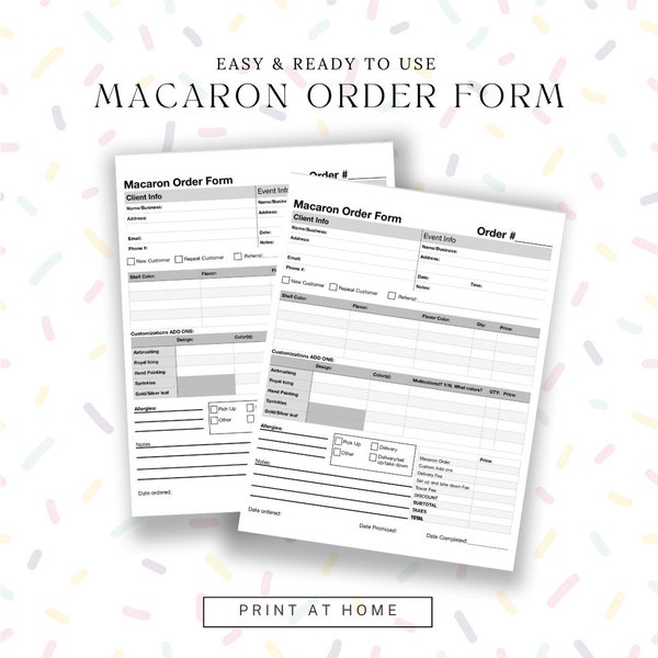 Bakery Order Form - Etsy