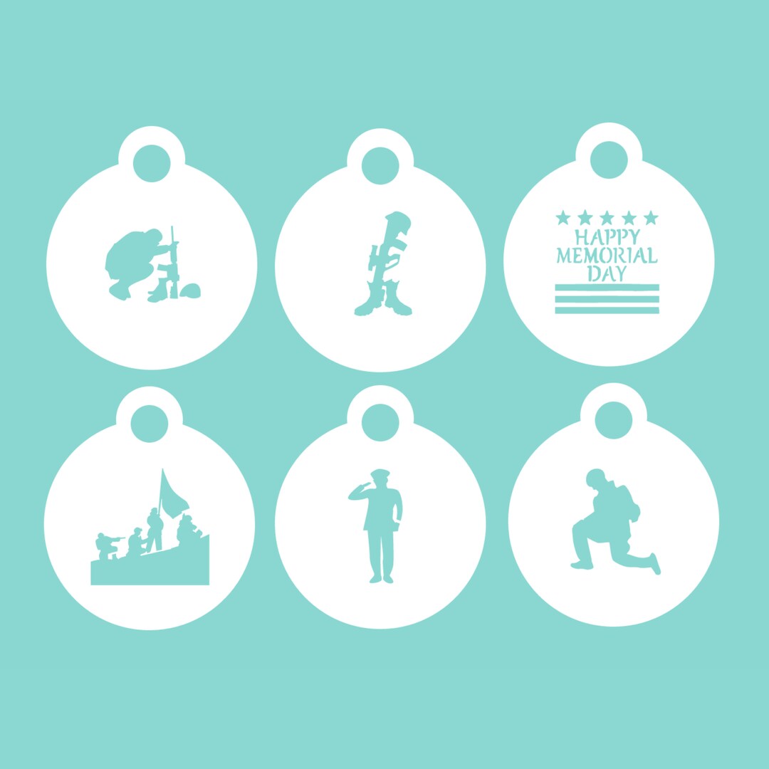 Memorial Day Stencils Fallen Soldiers Macaron Stencils Cookie Stencils ...