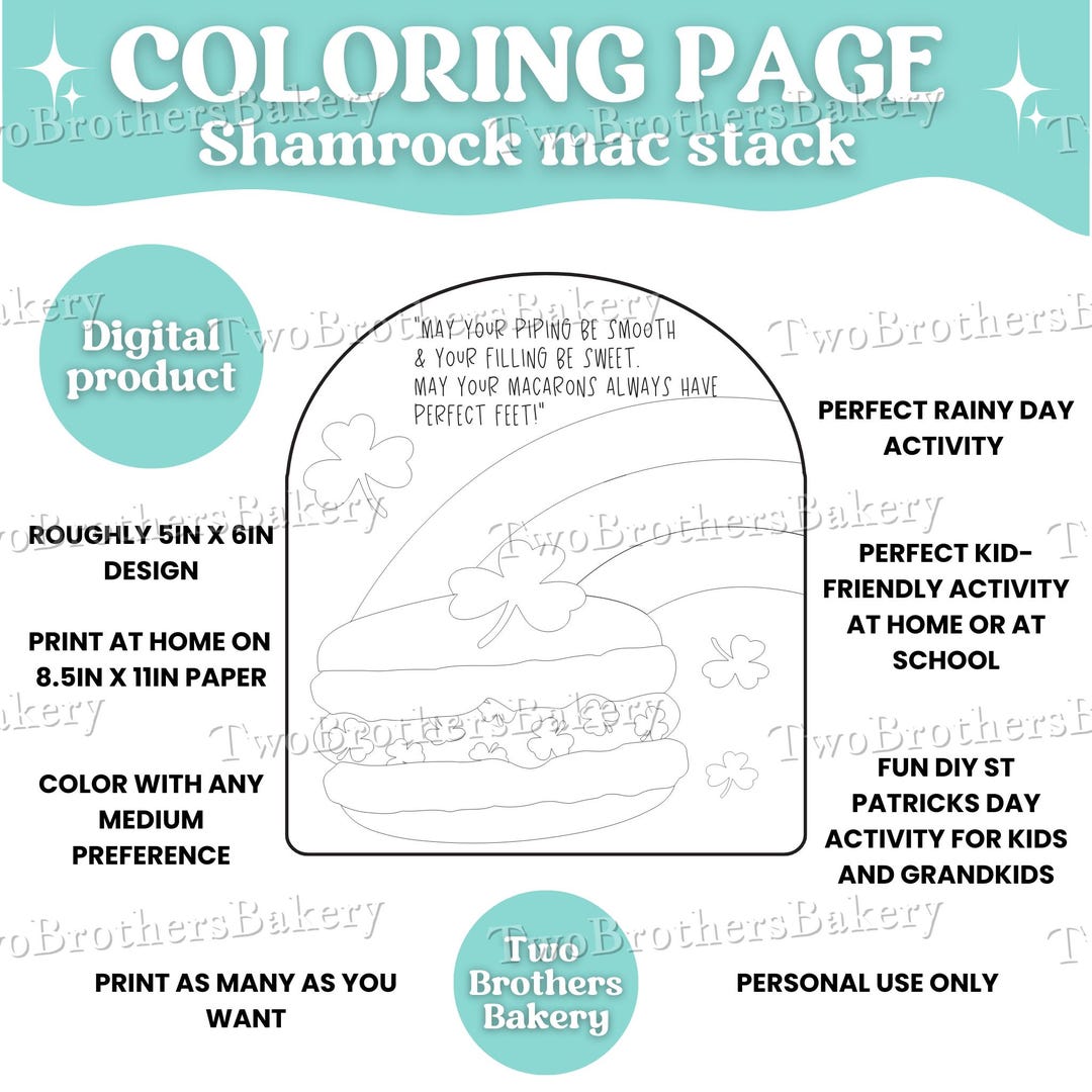 Macaron Coloring Page, St Patricks Day Printable, Irish Blessing, DIY ...