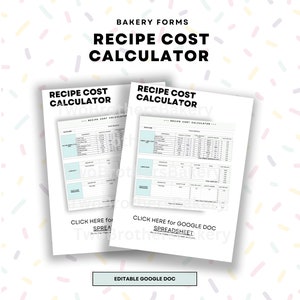 Recipe Cost Calculator, Pricing Guides, Bakery Business Forms, Pricing ...
