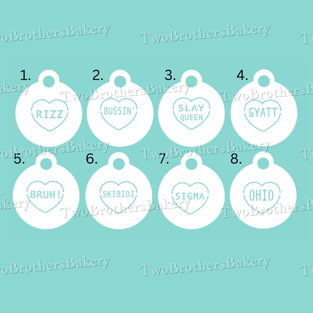 Gen Alpha Valentine Stencils, Conversation Heart Stencil, Convo Heart ...