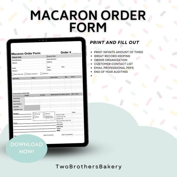 Bakery Order Form - Etsy