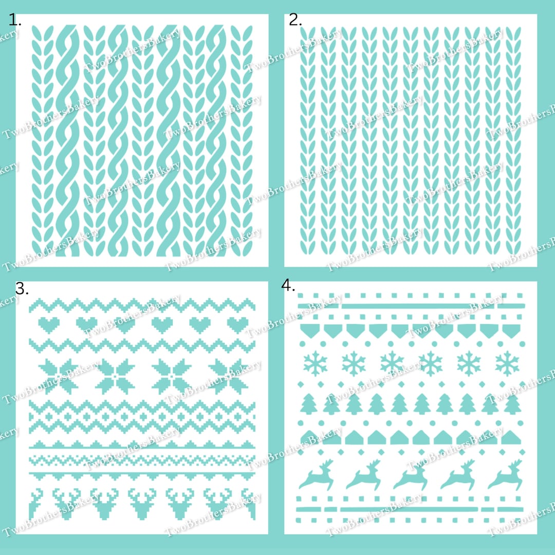 Cable Knit Pattern Stencil | Knit Stencils | Sweater Pattern Stencils | Ugly Sweater Stencil ...