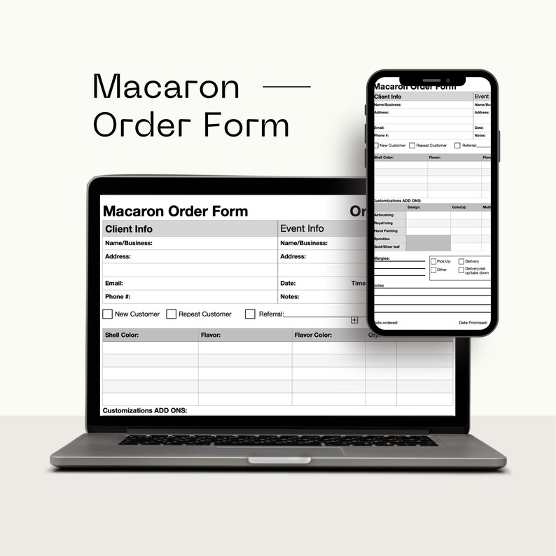 Macaron Invoice Form Printable Baking Form Bakery Planner - Etsy
