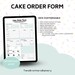 Cake Order Form | Printable Baking Form | Bakery Forms | Digital Order Template | Digital ...