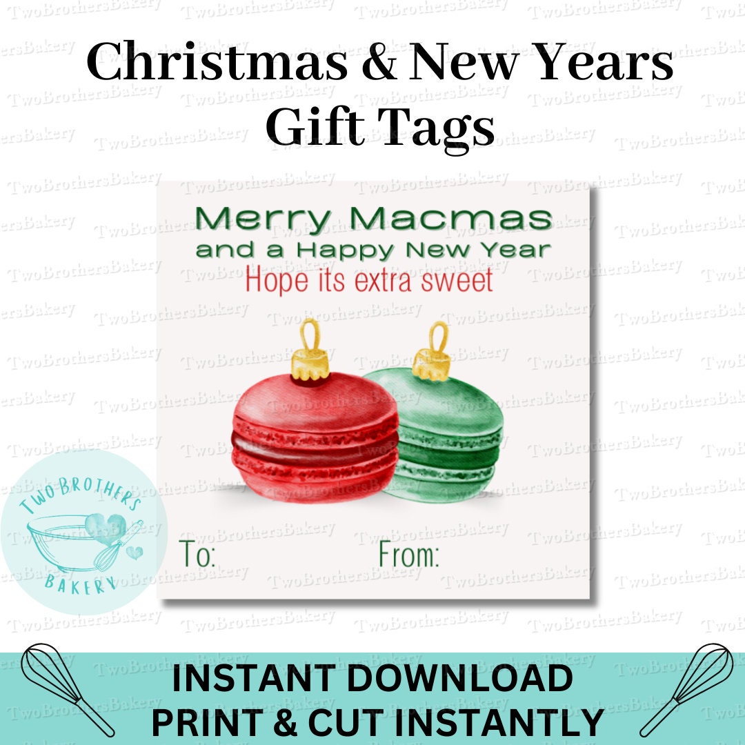 Holiday Gift Tag, Christmas Gift Tags, Macaron Gift Tags, Christmas ...